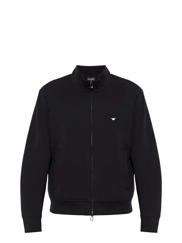 Emporio Armani Stand-up Collar Zip-up Sweatshirt - Black