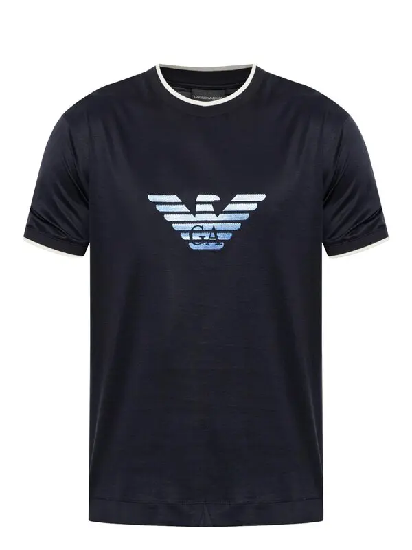 Emporio Armani T-shirt With Embroidered Logo - Navy Blue