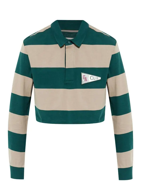 Emporio Armani Cropped Striped Polo With Patch - Green