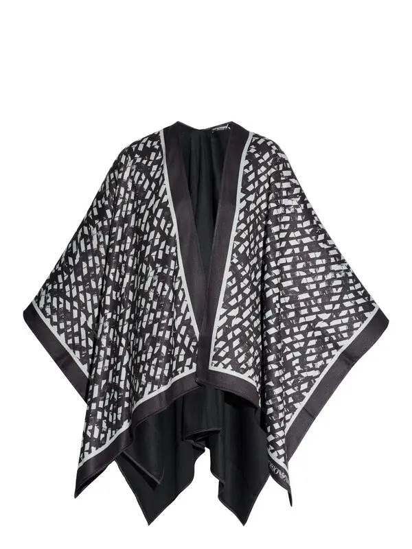 Emporio Armani Patterned Poncho - Black
