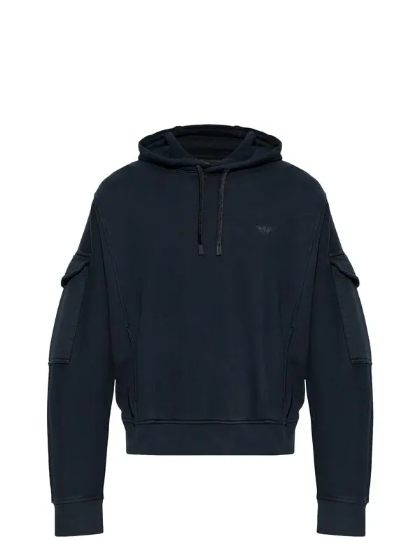 Emporio Armani Hooded Cotton Sweatshirt - Navy Blue