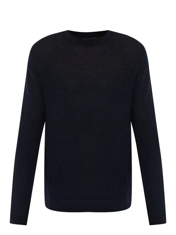 Emporio Armani Wool Crew Neck Sweater - Navy Blue
