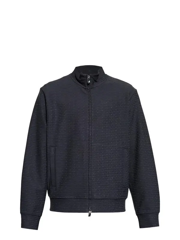 Emporio Armani Monogram Zip-up Sweatshirt - Black