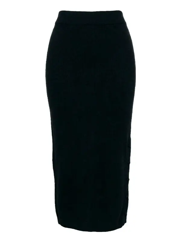 JIL SANDER Wool Midi Skirt - Black