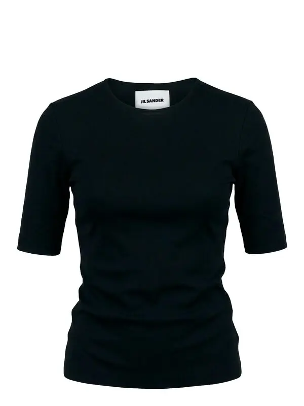 JIL SANDER Fitted Top With Round Neckline - Black
