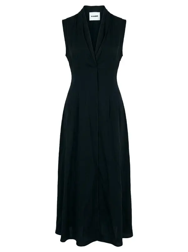 JIL SANDER Sleeveless Midi Dress - Black