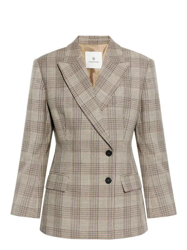 ANINE BING Plaid Blazer - Brown
