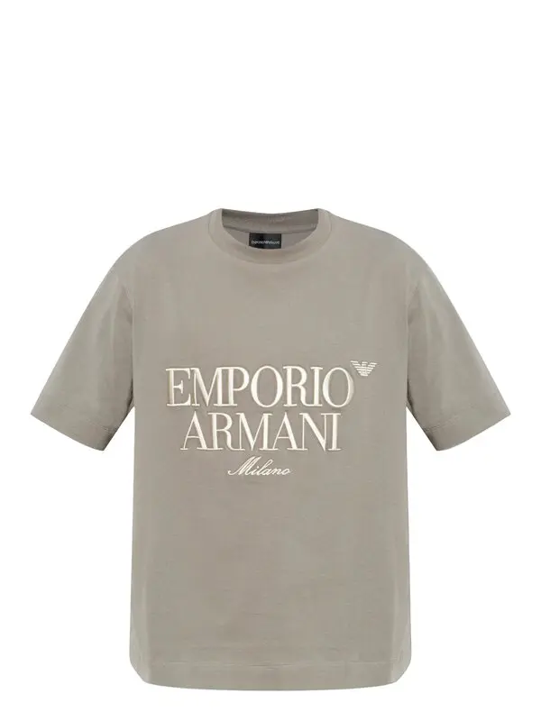Emporio Armani T-shirt With Embroidered Logo - Grey
