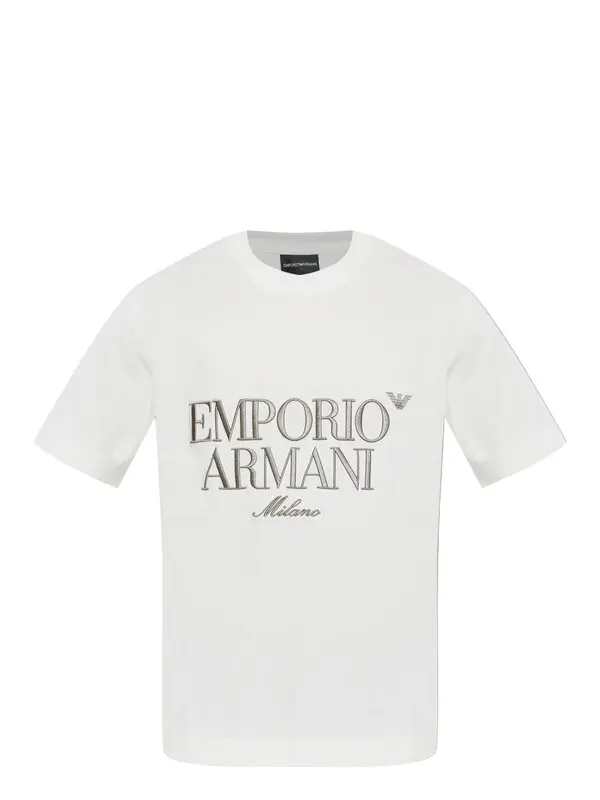 Emporio Armani T-shirt With Embroidered Logo - White