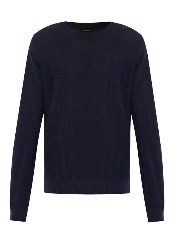 Giorgio Armani Crew Neck Sweater - Navy Blue