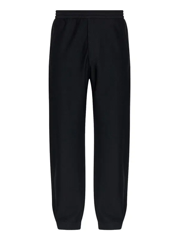 Giorgio Armani Perforated Trousers With Embroidered Logo - Black
