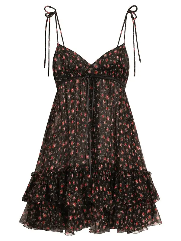Dolce & Gabbana Rose-print Short Chiffon Dress - Multicolor
