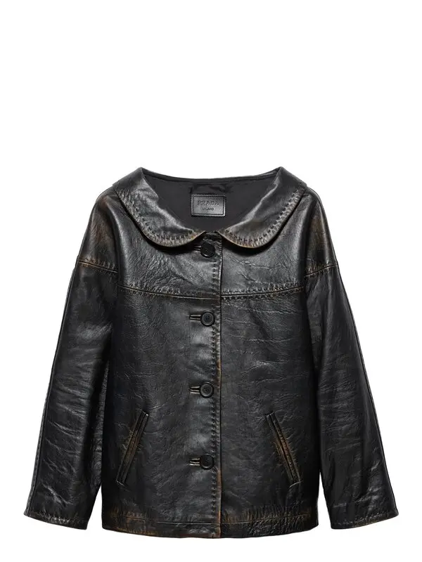 Prada Antiqued Nappa Leather Jacket - Black