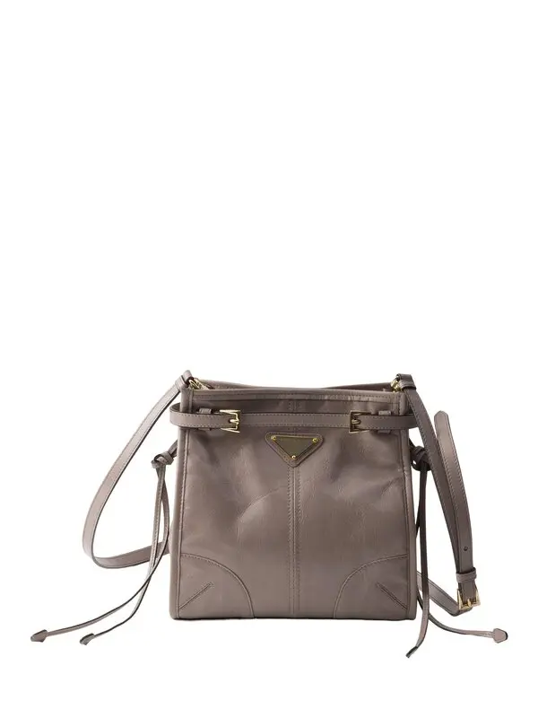 Prada Bonnie Leather Mini Shoulder Bag - Grey