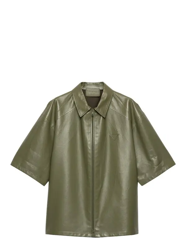 Prada Nappa Leather Zipper Shirt - Green