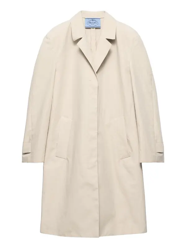 Prada Single-breasted Poplin Coat - Limestone