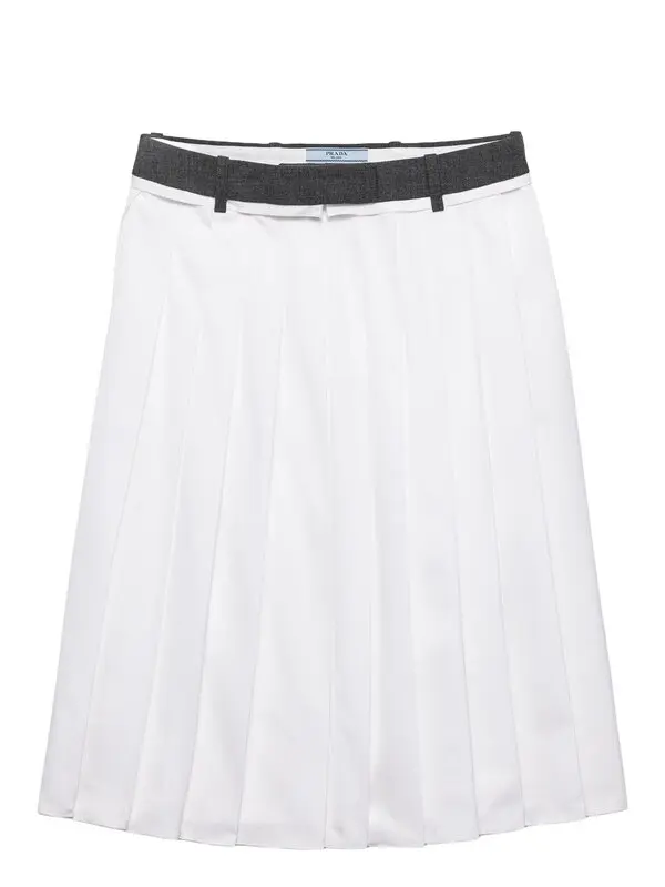 Prada Pleated Poplin Skirt - White