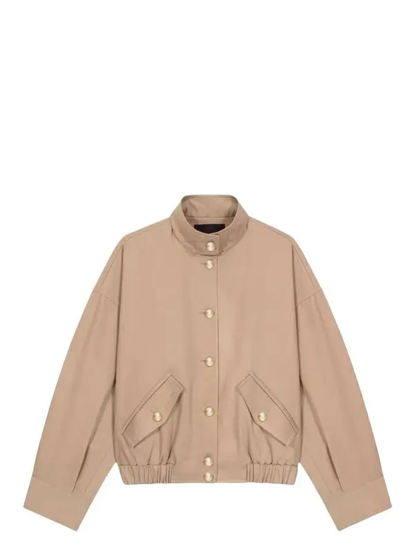 Maje Cotton Bomber Jacket - Neutrals