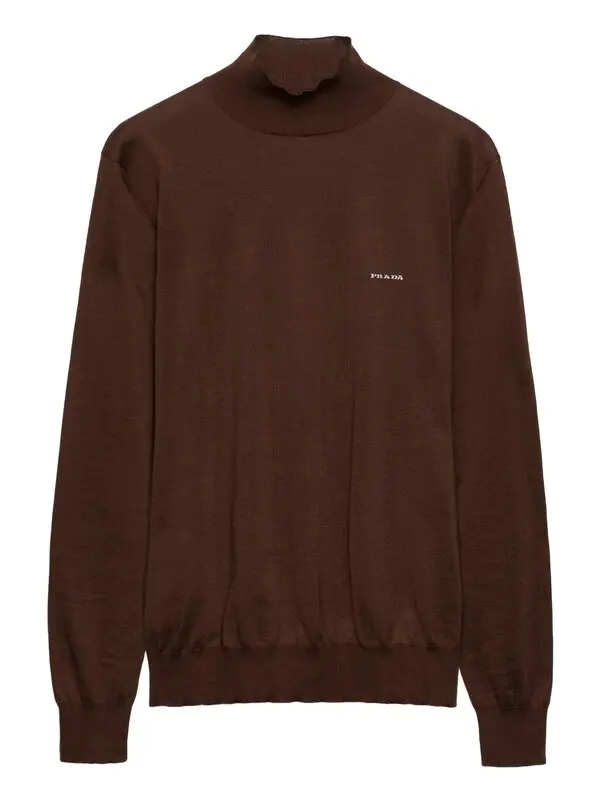 Prada Cotton Mock Turtleneck Sweater - Brown