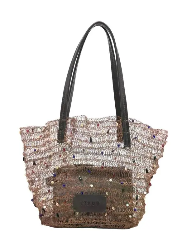 Staud Jewel Beaded Tote - Brown