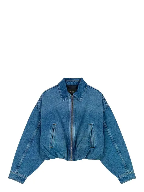 Maje Zip-up Denim Bomber Jacket - Blue