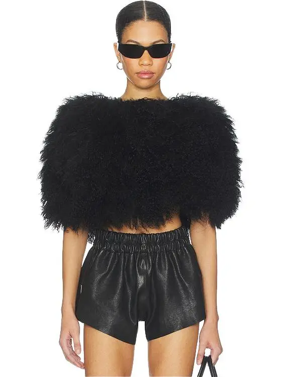 OW Nia Fur Top - Black