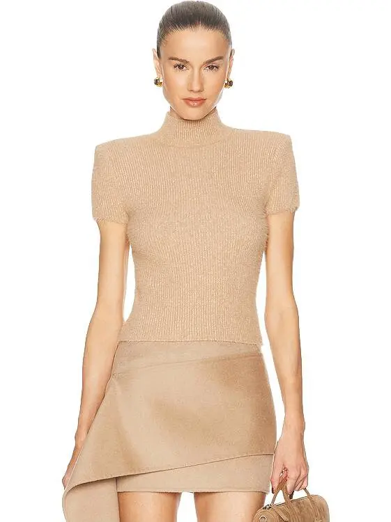 CAMILA COELHO Gabbi Brushed Knit Top - Taupe