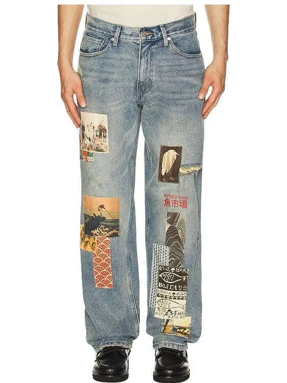 RYOKO RAIN Fish Market Denim Jeans - Blue