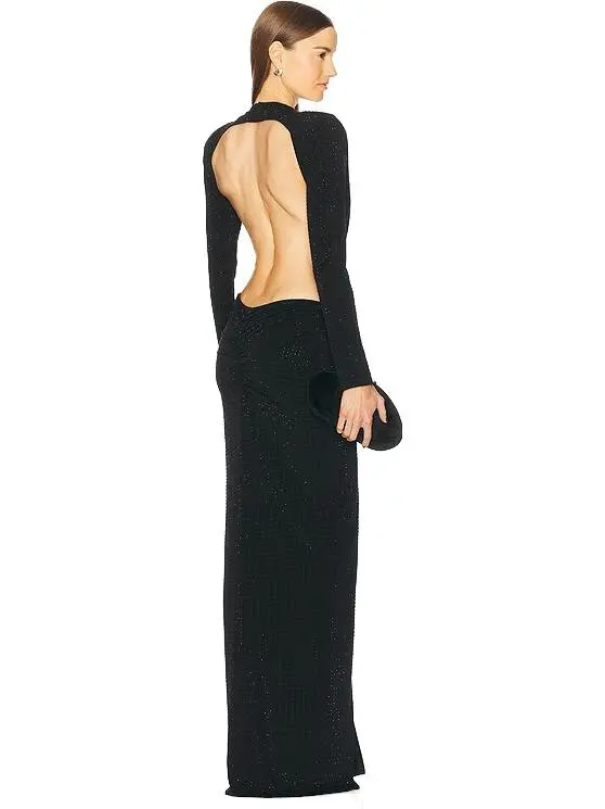 MICHAEL COSTELLO X Lucci Rhinestone Gown - Black