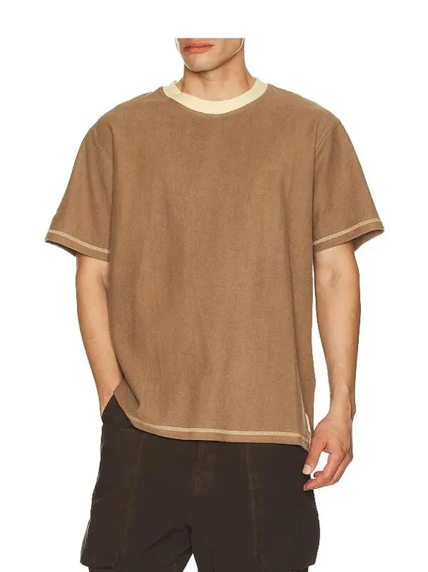 RHYTHM Contrast Vintage Terry T-shirt In Brown - Latte