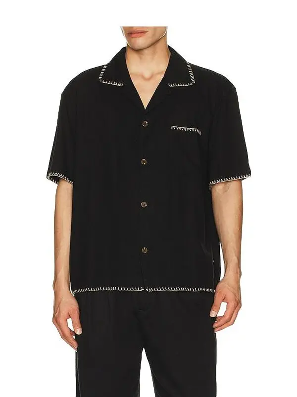 RHYTHM Relaxed Whip Stitch Shirt - Black