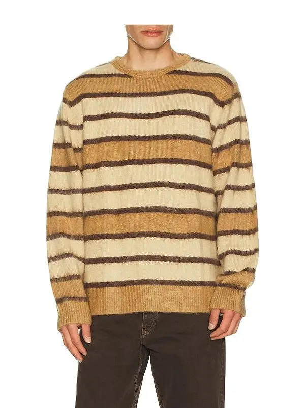 RHYTHM Mohair Striped Knit Sweater - Bark