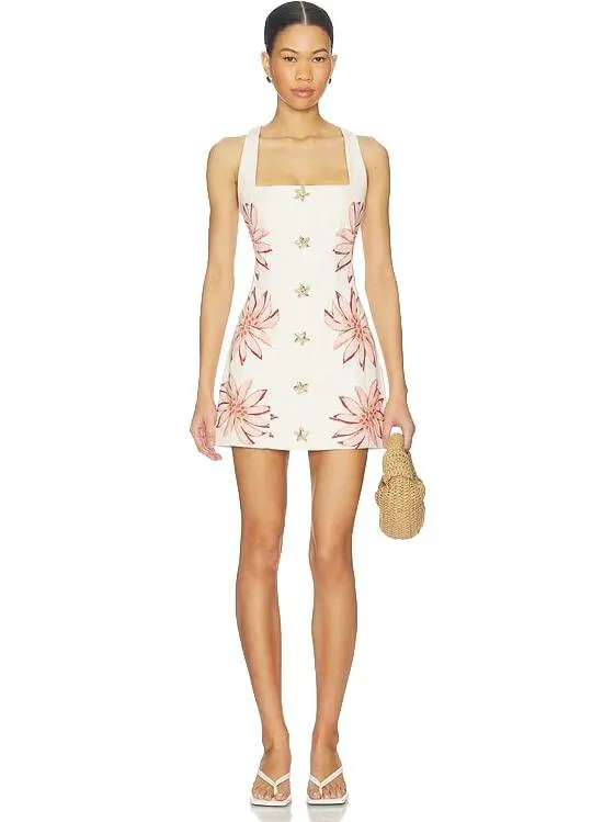 THE WOLF GANG Dasia Mini Dress - Cream Lotus