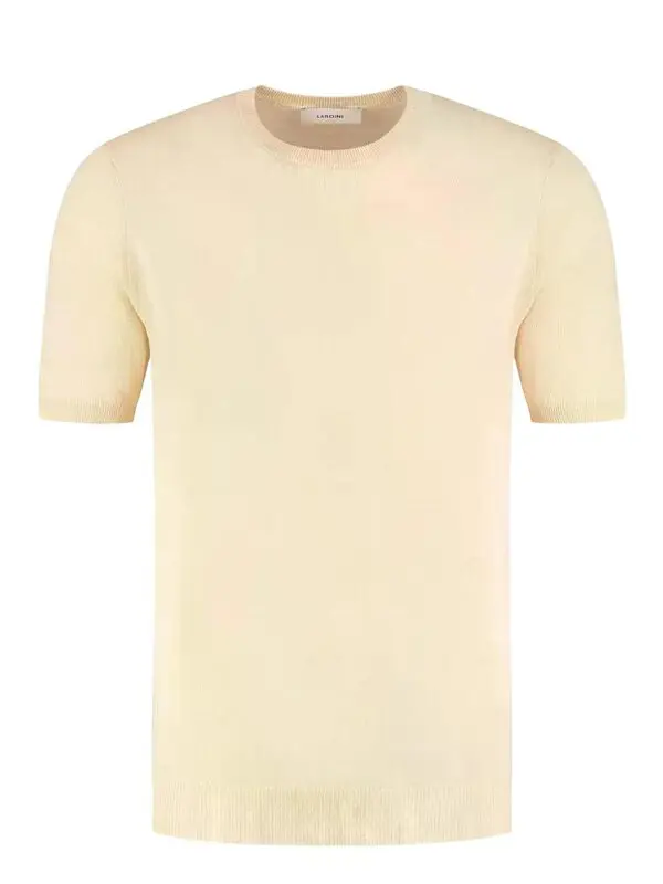 LARDINI Short-sleeve Fine Knit Sweater - Neutrals