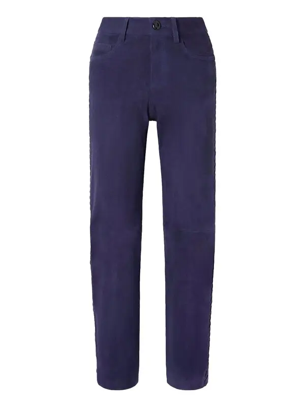 BLAZÉ MILANO Paso Paneled Suede Straight-leg Trousers - Blue