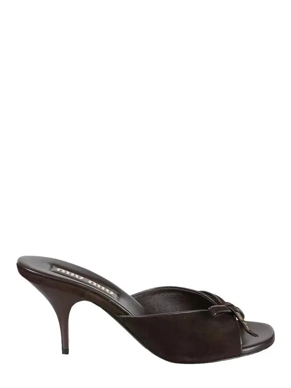 Miu Miu Bow Heeled Sandals - Brown
