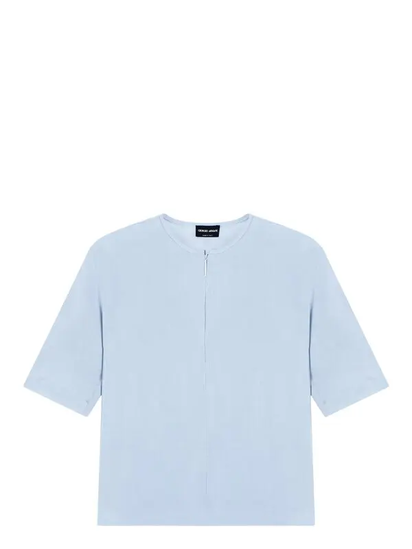 Giorgio Armani Short-sleeved Cupro Shirt - Light Blue