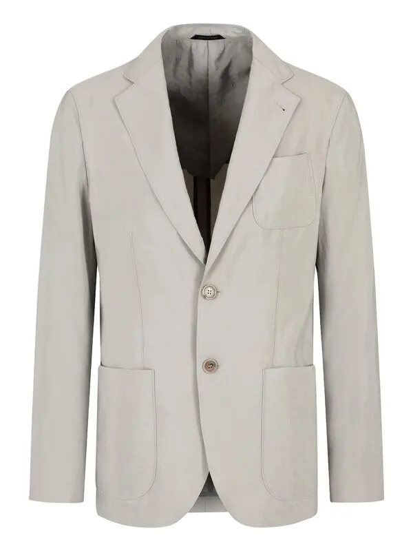 Giorgio Armani Upton Line Single-breasted Jacket In Washed Silk - Grey