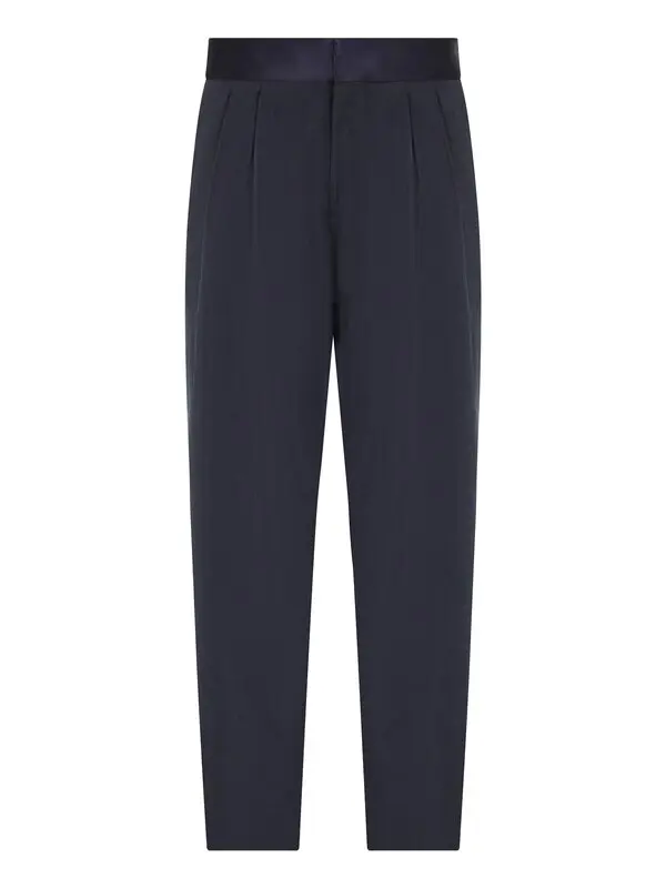 Giorgio Armani Washed Silk Double-pleat Trousers - Black