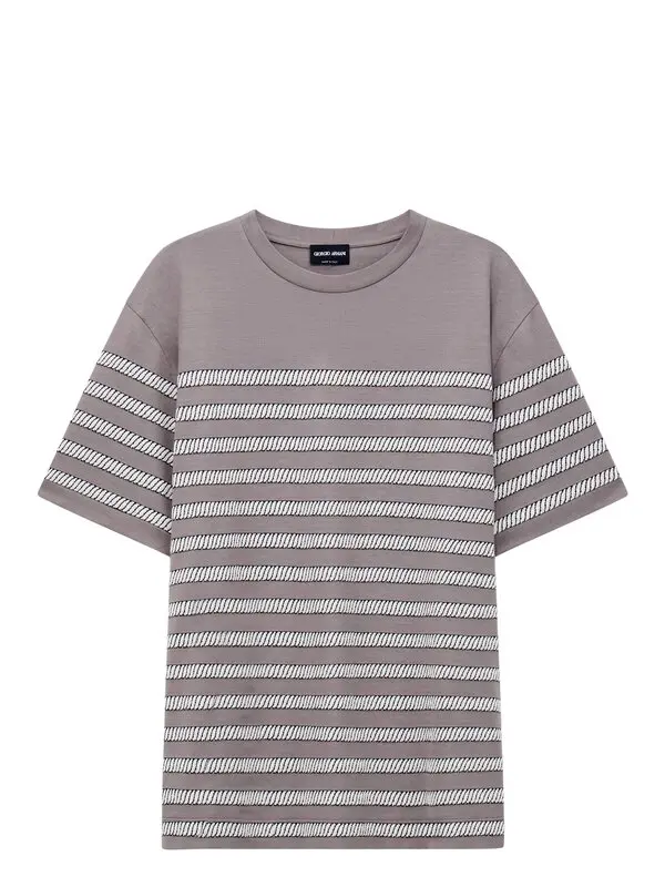 Giorgio Armani Crew-neck T-shirt With Fil Coupé Weave - Striped