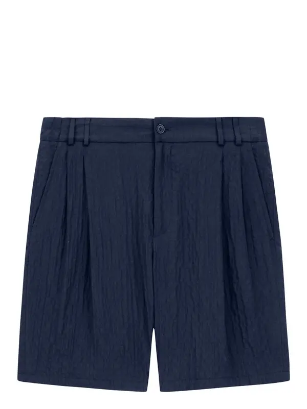 Giorgio Armani Lyocell And Silk Froissé Bermuda Shorts - Navy_blue