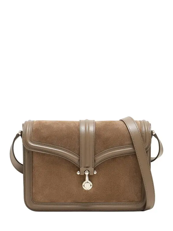 Giorgio Armani Crossbody Bag In Suede And Smooth Leather - Camel