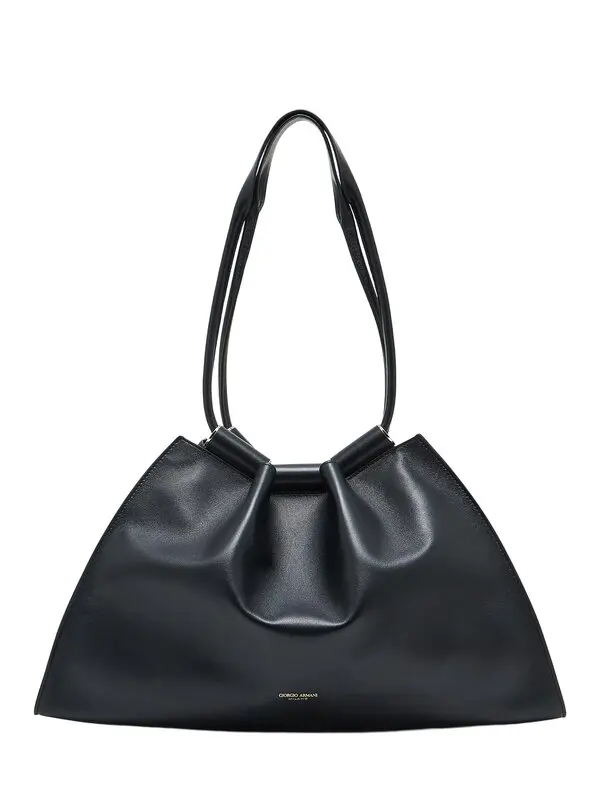 Giorgio Armani Small Nappa Leather Shopper - Black
