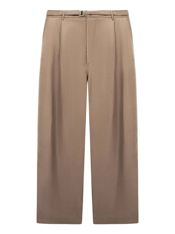 Giorgio Armani Cupro Basketweave Single-pleat Trousers - Beige