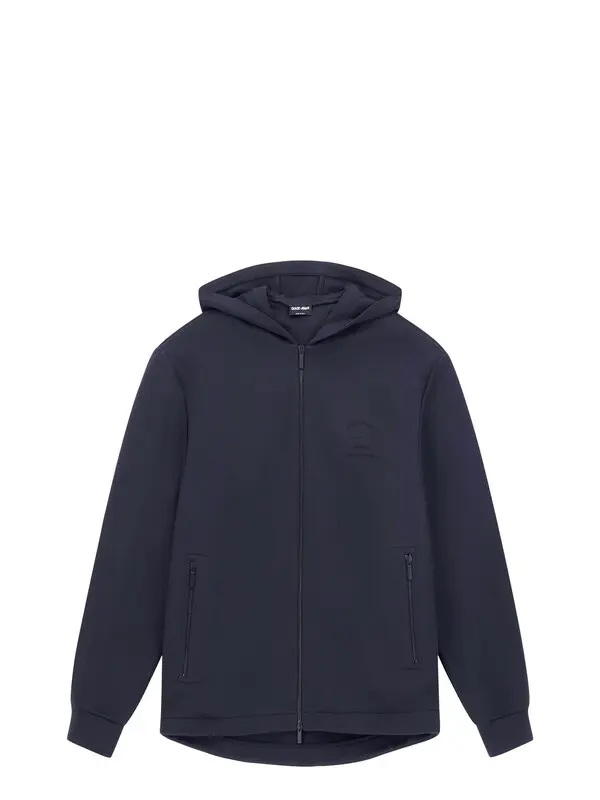 Giorgio Armani Double-jersey Hooded Sweatshirt - Navy Blue