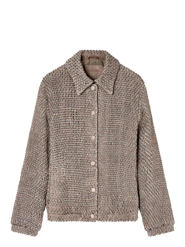 Giorgio Armani Woven Lambskin Suede Blouson - Brown