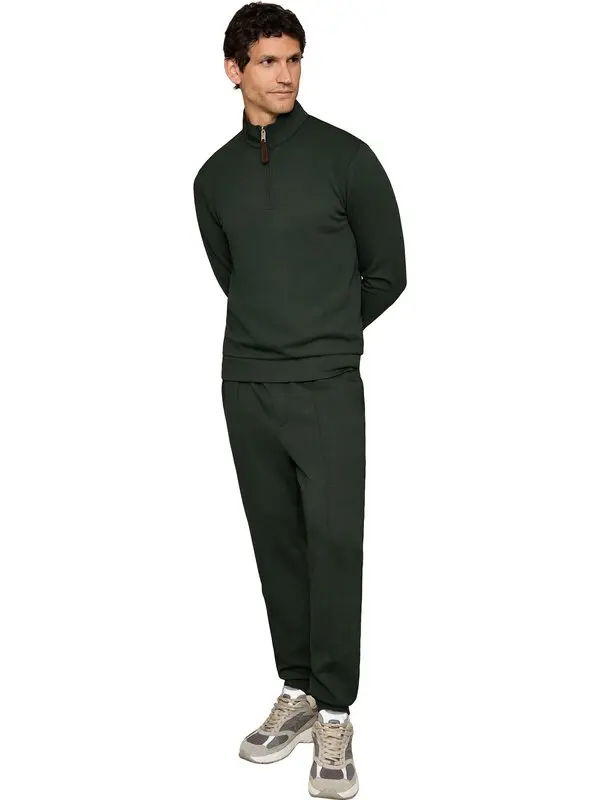 REISS Premier Stretch-jersey Tailored Joggers - Dark Sage Green