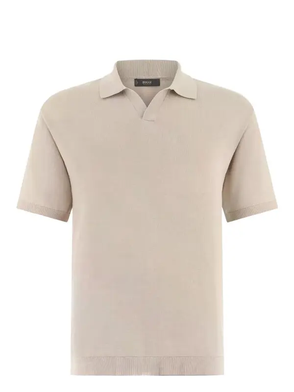 Boggi Milano Cotton And Silk Knitted Polo Shirt - Neutrals