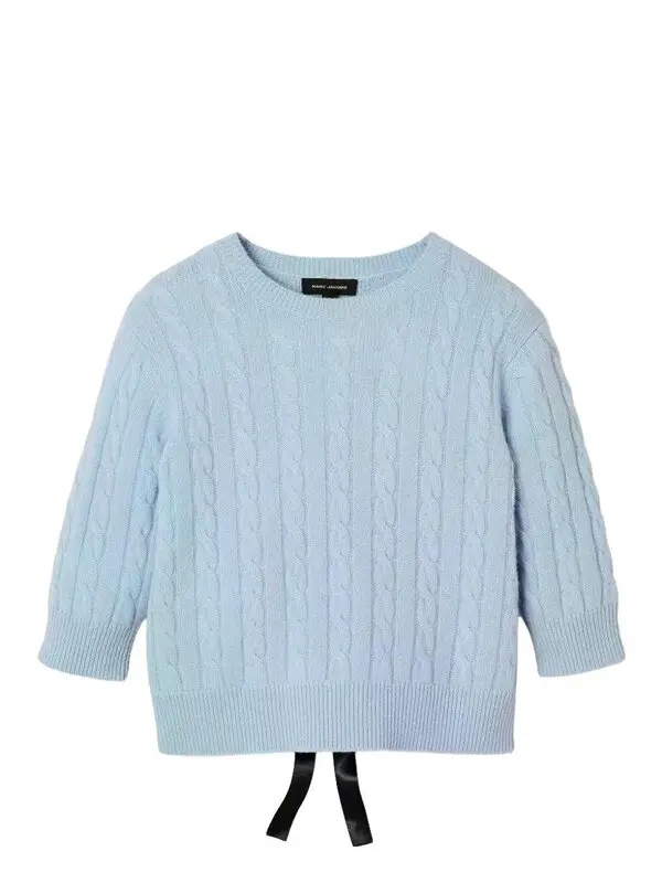Marc Jacobs Cableknit Open Back Bow Sweater - Blue