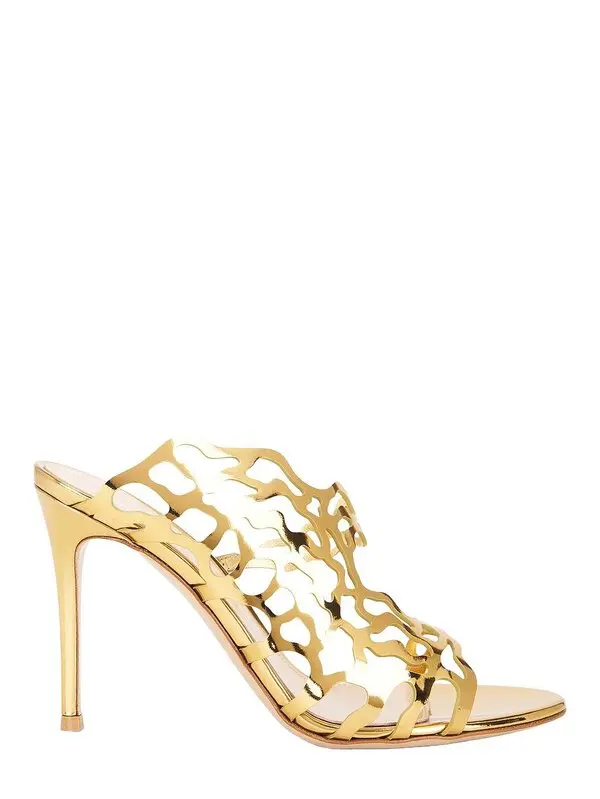 GIANVITO ROSSI Mule Sandal In Metallic Gold - Mekong